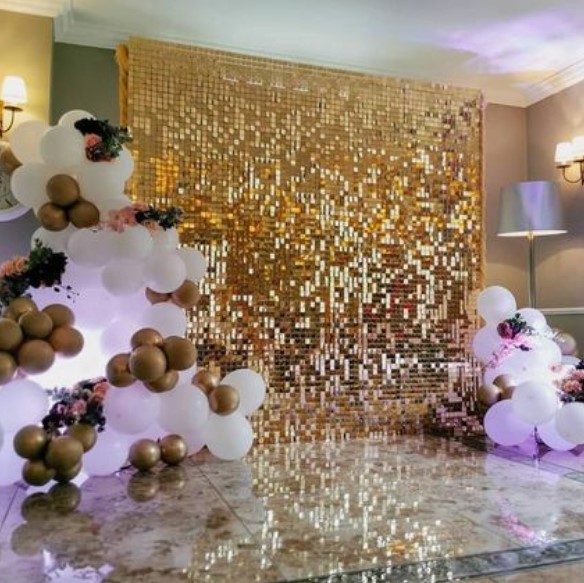 Party backdrop wind activate sparkly square sequin wall panel backdrops