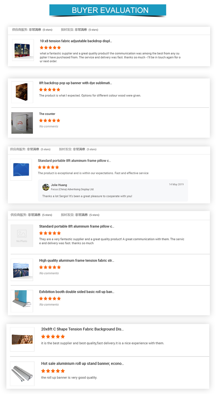 Boutique 10ft straight portable full color tension fabric module frame ...