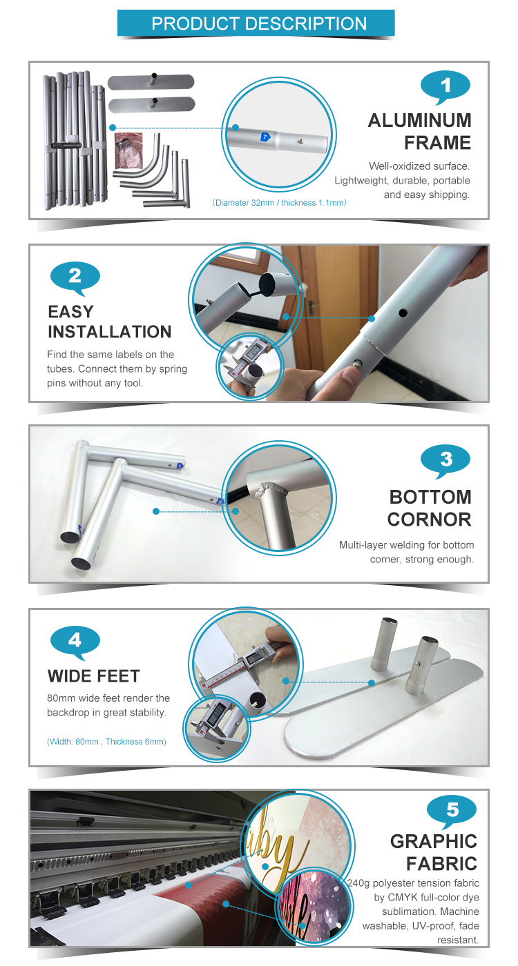 8ft 10 ft 20 ft Portable Backdrop Banner Stand, Trade Show Display ...